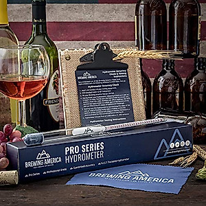 Brewing America American-Made Specific Gravity Hydrometer Alcohol ABV Tester - Pro Series Fermentation Testing Homebrew: Beer, Wine, Cider, Mead - Triple Scale Hydrometer