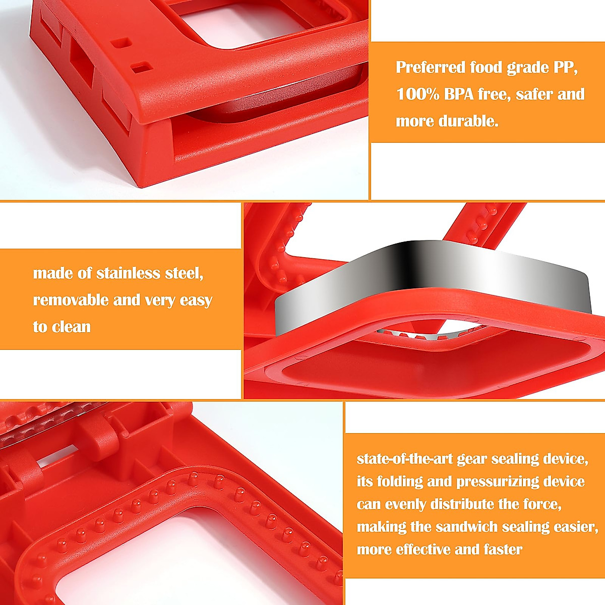 Vodolo Uncrustables Sandwich Maker,2PCS Sandwich Cutters for Kids Lunch,Crustless Breakfast Sandwich Cutter and Sealer Set Great for Children Boys Girls Lunchbox and Bento Box,Circle Square