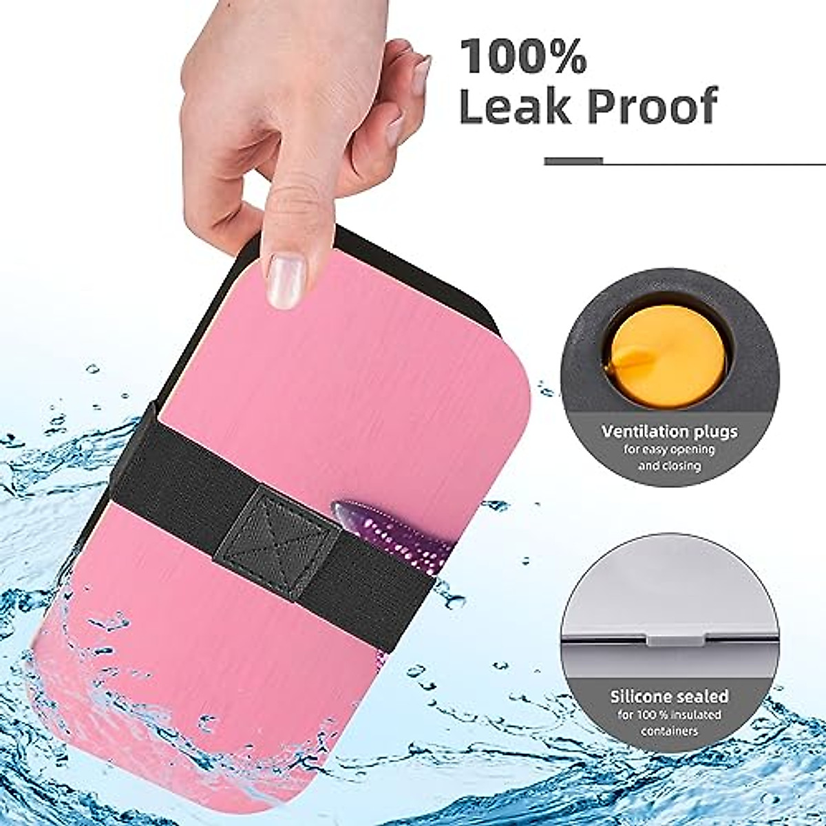 Pink Sand Beach Adult Lunch Box, Bento Box, With Cutlery Set Of 3, 2 Compartments, Rectangular, Lunch Box For Adults