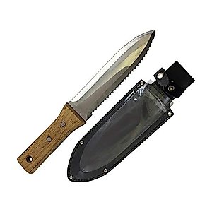 Bonsai Outlet Tinyroots Hori Hori Knife for Gardening, Multiple Purpose Garden Tools Used for Digging, Cutting and Weeding, Stainless Steel with Wooden Handle