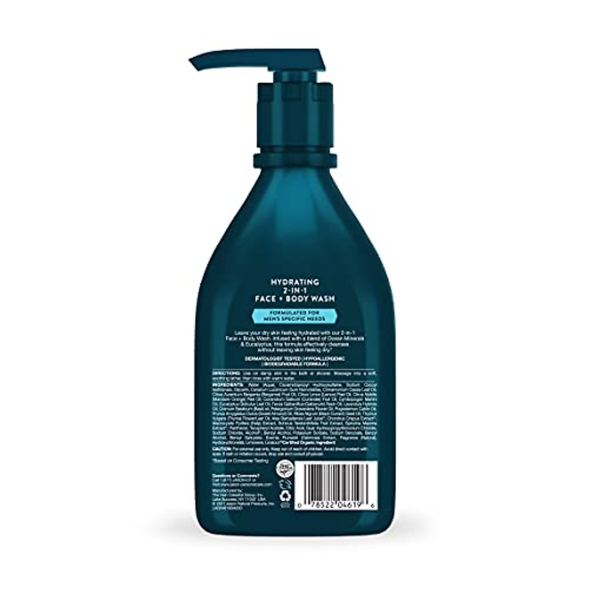 Jason Men's Hydrating 2-in-1 Face & Body Wash, 16 oz