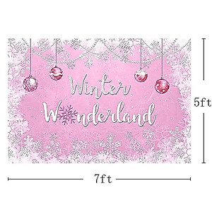 MEHOFOND 7x5ft Winter Wonderland Backdrop Baby Shower Party Supplies Decorations Snowflake Photography Background Sliver Glitter Pearl Banner Decoration Photo Booth Props
