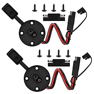SAE Cable - iGreely 2Pack Solar Weatherproof SAE Socket Sidewall Port, SAE Quick Connect Solar Panel Mount for Motorcycle Generator Battery Charger and More 1Ft/30cm
