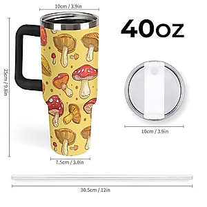 The Various Mushroom Art 40OZ Tumbler Stainless Steel Travel Mug Water Bottle Car Cup Tea Cups with Lid Black-style