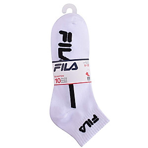 Fila mens Racing Striped Quarter Socks, White (10 Pack), One Size US