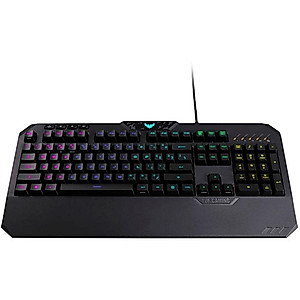 ASUS Mechanical Membrane RGB PC Gaming Keyboard - TUF K5 | Programmable Onboard Memory | Dedicated Media Controls, Aura Sync RGB Lighting | Spill, Sweat & Abrasion Resistant - Highly Durable | Black