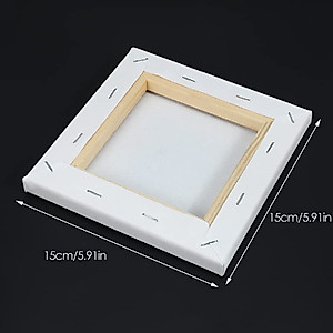 10 Pack Canvas Panels 6" x 6" Square 15CM 100% Cotton White Blank Stretched Canvas Boards for Painting Craft Drawing Small Acrylics Canvas Art Board Acrylic Oil Paint DIY Kids Children Adults