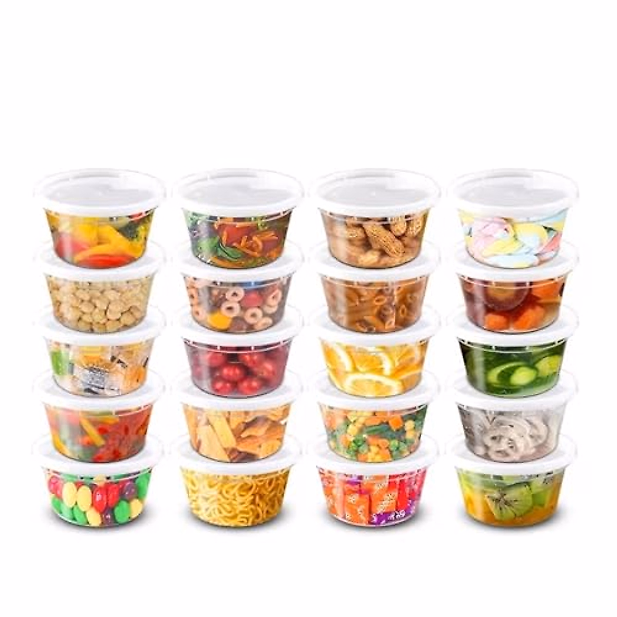STARANDBEE [20Pack] 12oz, Food Storage Containers with Lids, Plastic Deli Containers, Meal Prep Containers, Microwave and Freezer Safe, Stackable, Leakproof, BPA Free, Clear