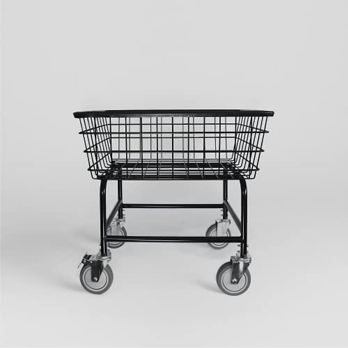 LVP Work Horse Commercial Laundry Cart with Removable Handle 2.85 Bushels (Matte Black Vinyl Anti Rust Coating) (Black)