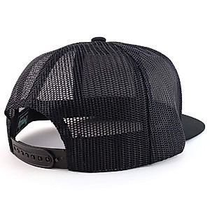 Trendy Apparel Shop Oversize 2XL Blank Plain Flatbill Mesh Snapback Baseball Cap - Black