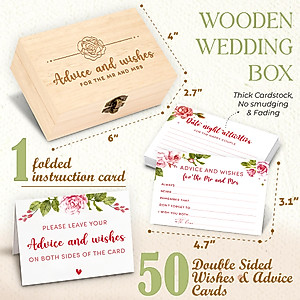 STOFINITY Advice and Wishes for The Mr and Mrs - Wedding Advice Cards for Bridal Shower Decorations, Bridal Shower Advice Cards for Bride and Groom, Floral Bridal Shower Games Advice and Wishes Box