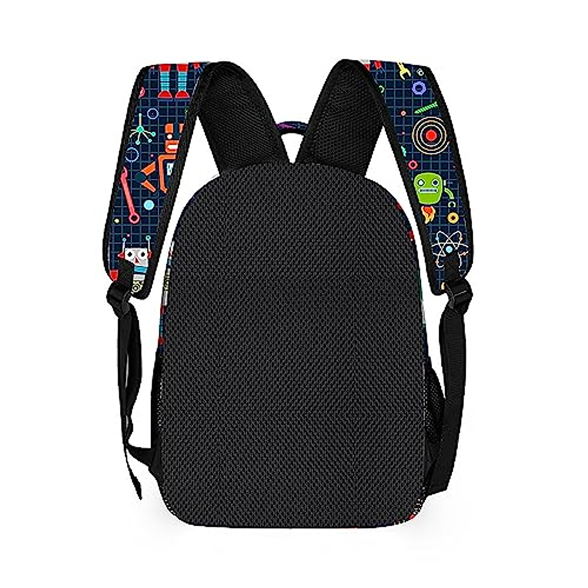 oallpu 17 Inch Cartoon Robots Backpack, Colorful Robots Shoulders Backpack Stylish Laptop Bag, Cool Daypack with Adjustable Shoulder Strap(Colorful Robots)