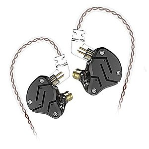 KZ ZSN Earphone in Ears Monitor with 1BA and 1DD, KZ High Fidelity in Ear Headphone Earbuds with 0.75mm 2 pin Cable, 1 Dynamic and 1 Balanced Armature Driver KZ Headphone (Black, NO Mic)