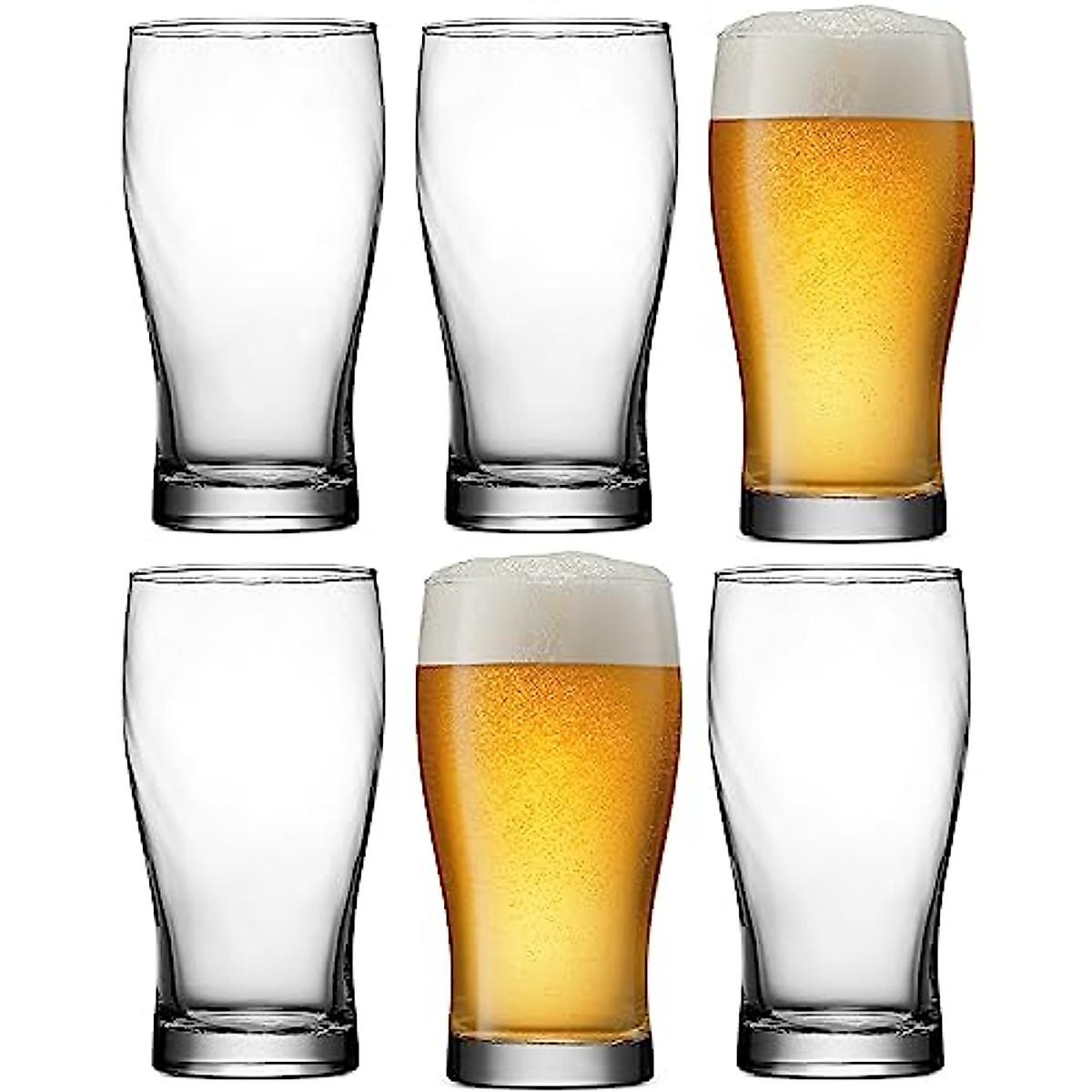 Glaver's Pilsner Beer Glasses Set of 6. 19 Oz Pint Glasses, Unique Designed Drinking Glass Cups. Bar Glasses For Cocktails, Beer, Soda, Juice, Smoothies. Ideal Gift For Men.