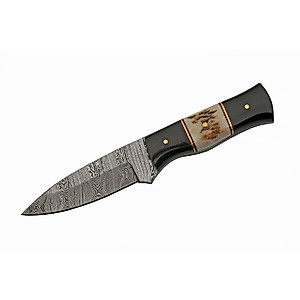Buffalo Damascus Steel Blade | Horn/Stag Handle 7 inch Hunting Knife