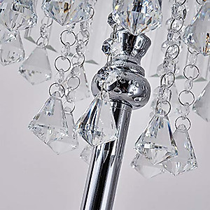 beaysyty Modern Elegance Crystal Floor Lamp, On/Off Foot Switch, Crystal & Glass 3-Lights Standing Light, Reading Corner Lamp for Office Cafe , Den, Living Room Bedroom Chrome Finish