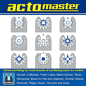 ACTOMASTER HCS 2-1/2" Wood/Drywall Oscillating Saw Blades for Oscillating Tool Multitool, Pack of 8