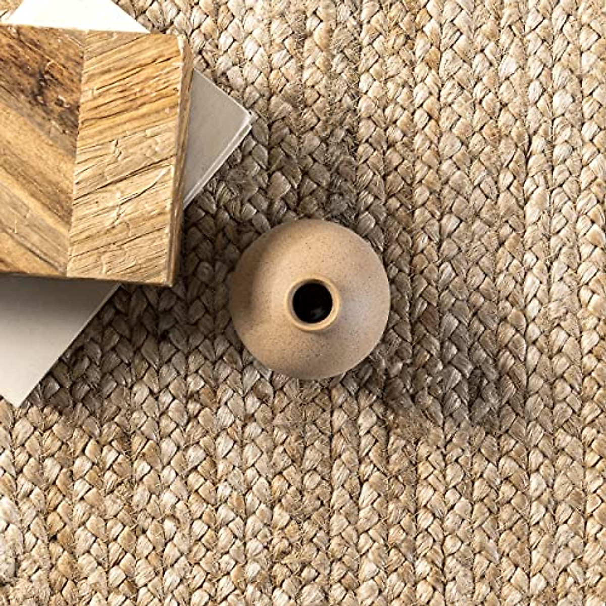 nuLOOM Tera Petals Braided Jute Area Rug, 4x6, Blue