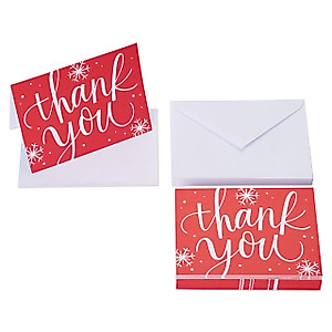 American Greetings Holiday Thank you Cards with Envelopes, Red Snowflakes (25-Count)