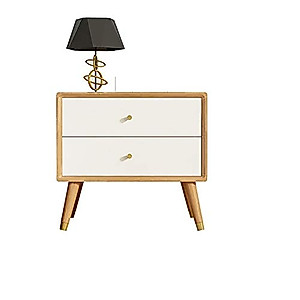 ZHAOLEI Solid Wood Bedside Storage Cabinet, Simple and Double Drawer Design Bedside Table
