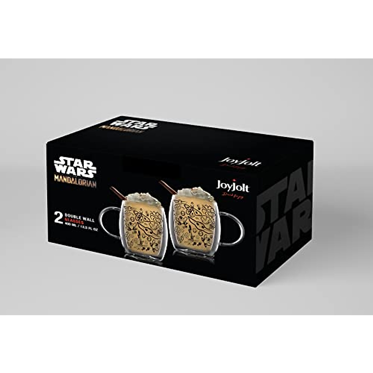 JoyJolt ‘Nature Friends’ Grogu Coffee Mug Set of 2 Double Wall Mug. 13.5oz Large Espresso Cups or Latte Cup. Mandalorian Star Wars Mugs, Insulated Coffee Mug, Clear Glass Cups Coffee Cup Set