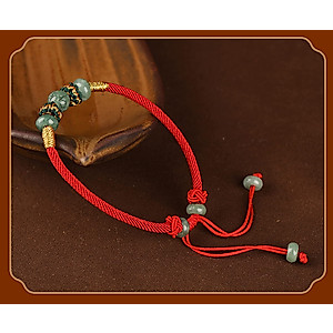 Xgimas Beads Bracelet for Women Men, Adjustable Hand-Woven Cord Lucky Jade Beaded Friendship Protection Red String Bracelets for Friends Gifts