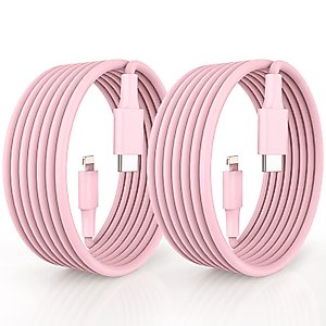 SUPVOL USB C to Lightning Cable, 2Pack 10FT 20W 【MFi Certified】 Extra Long iPhone Fast Charger Cable Power Charging Cord for iPhone 14/13/12/Pro/Pro Max/Mini/11/Pro Max/XS/MAX/XR/X/ 8/8Plus, Pink