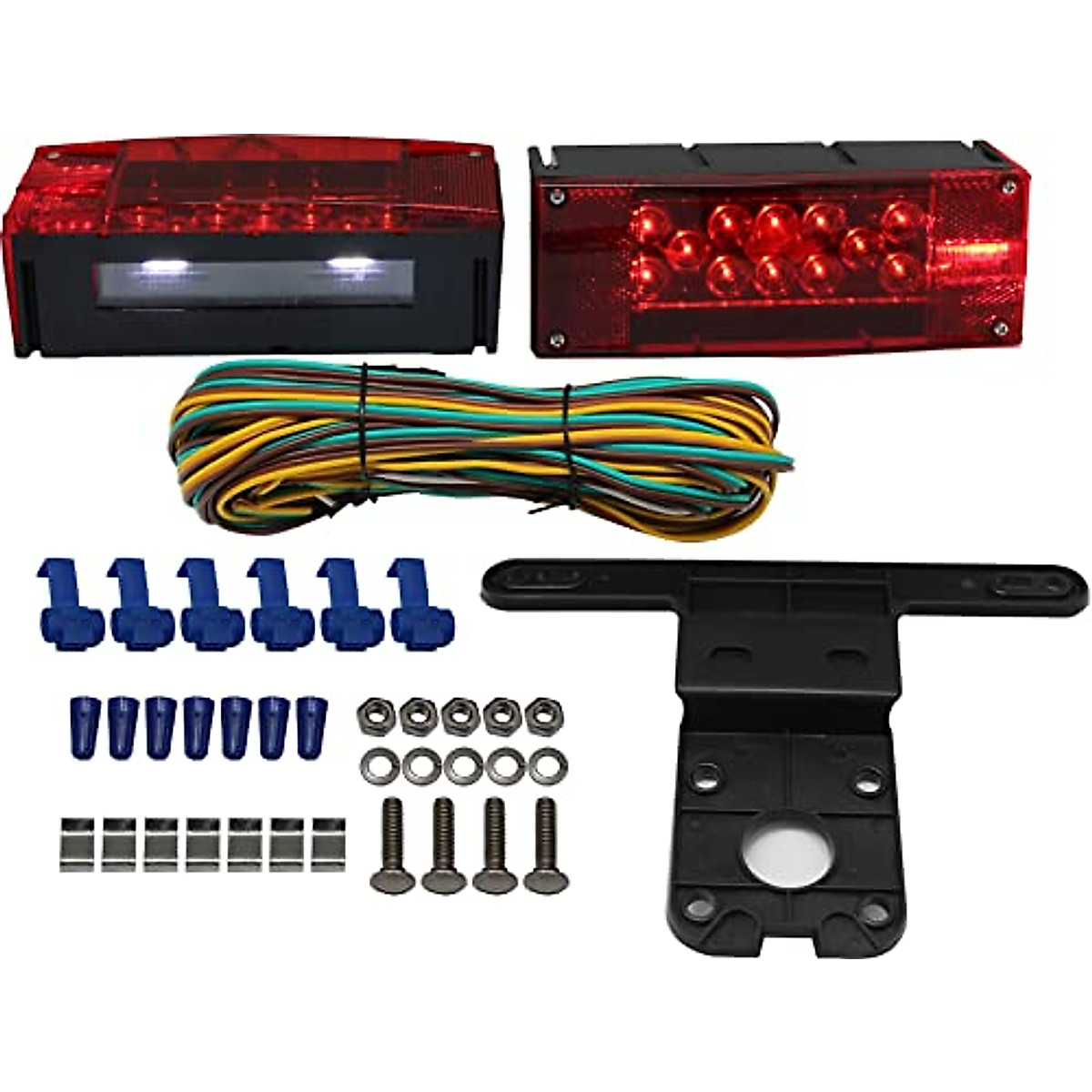 MAXXHAUL 70468 Trailer Light Kit - 12V All LED, Rectangular Left and Right Waterproof Submersible for Trailers, Boat Trailer Truck Marine Camper RV Snowmobile