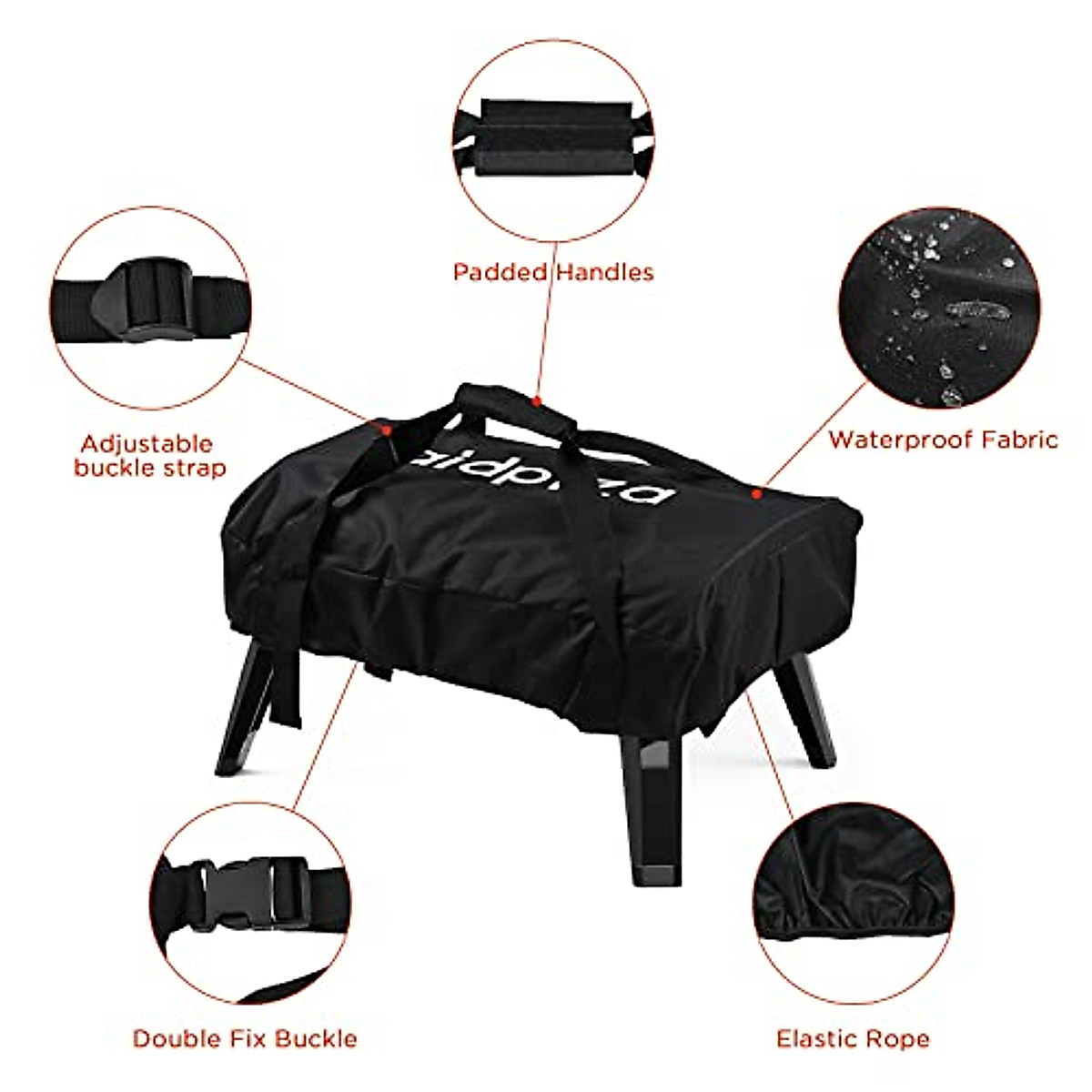 aidpiza Pizza Oven Cover, Outdoor Pizza Ovens Accessories Grill Cover 12 inch Wood Fired Pizza Ovens 600D Oxford Fabric with PVC Convertible Carrying Handles Backpack Tote Bag