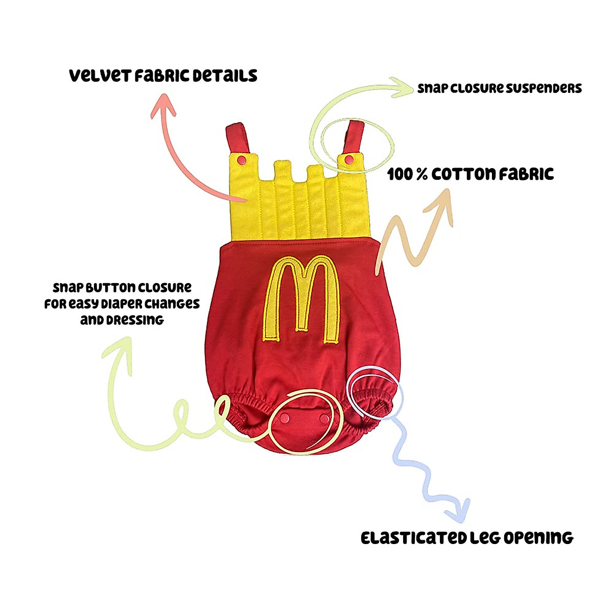 My Cotton Baby Mc Donald's Cotton Baby Salopette, Jumpsuit With Tshirt For Newborns & Infants - 2 Pack Cotton Baby Romper For Unisex, Multicolor, 9-12 Months