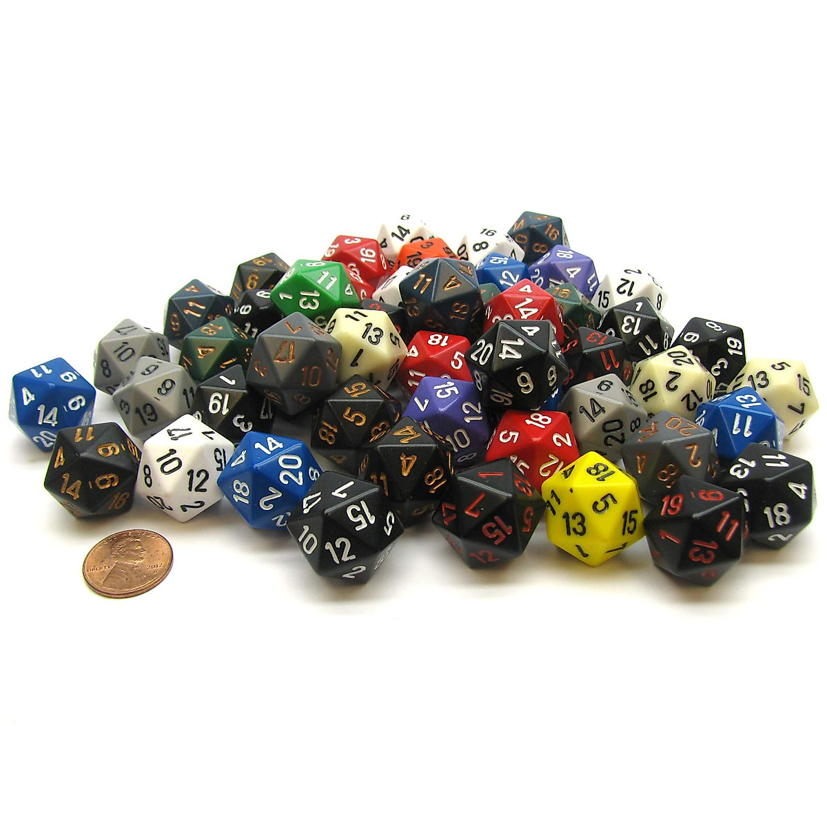DND Dice Set-Chessex D&D Dice-16mm Assorted Opaque Plastic Polyhedral Dice Set-Dungeons and Dragons Dice Includes 50 Dice – D20