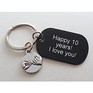 Custom Personalized Anodized Aluminum Anniversary Calendar Keychain with Pinky Promise Charm, Anniversary Date Keychain, Husband Wife Boyfriend Girlfriend Key Chain, Customized Couples Keychain