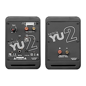 Kanto YU2MB PC Gaming Desktop Speakers | 3" Composite Drivers | 3/4" Silk Dome Tweeter | Class D Amplifier | 100 Watts | Built-in USB DAC | Subwoofer Output | Pair | Matte Black