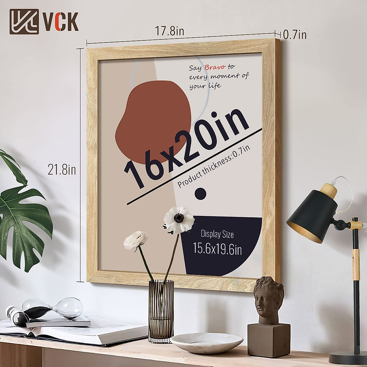 VCK 16x20 Poster Frames for Wall - 3 pack, Beige Natural Solid Wood Picture Frame, Exclusive Wood Grain