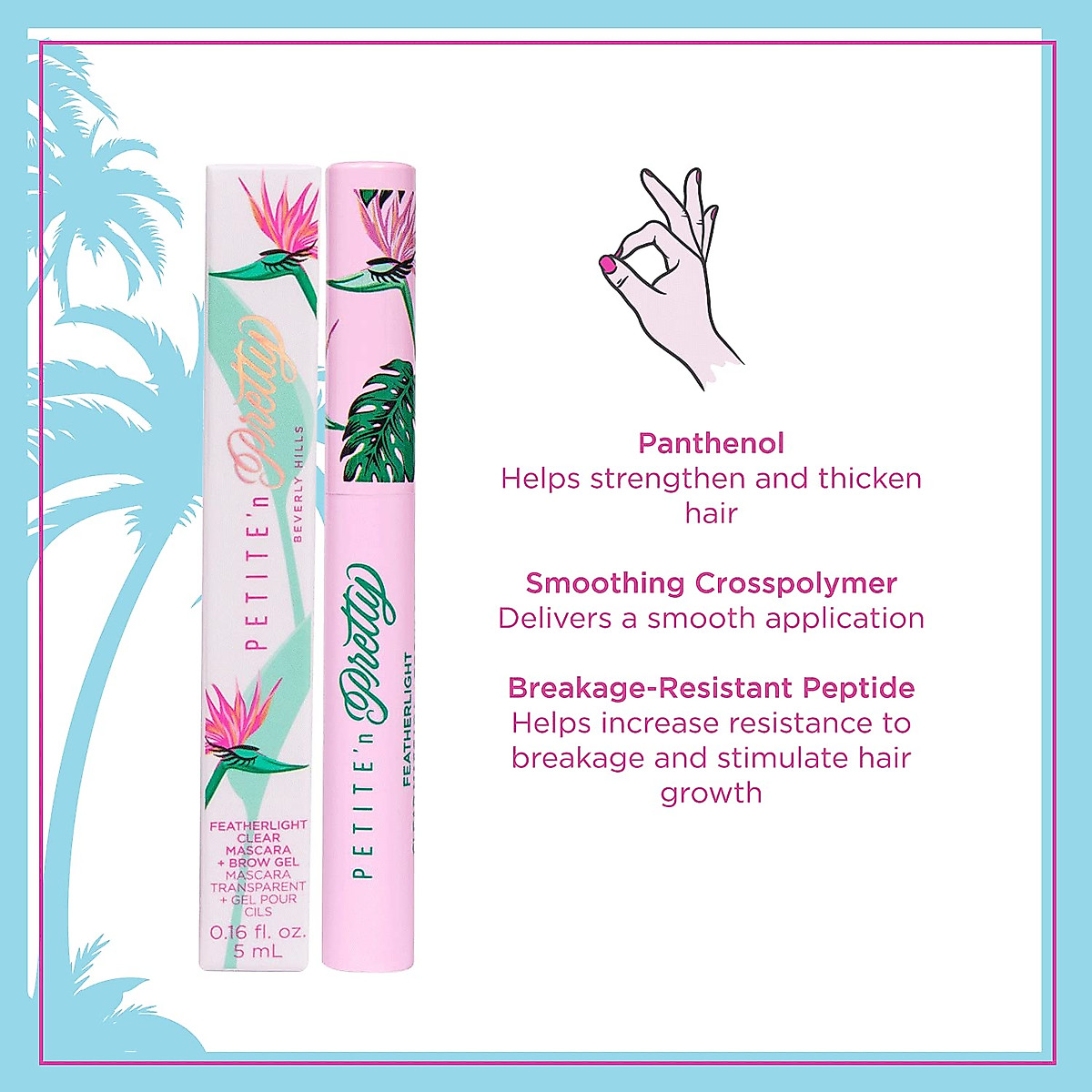 Petite 'n Pretty Featherlight Clear Mascara and Brow Gel - Makeup for Kids, Tweens and Teens - Dual Purpose Clear Finish for Brows and Lashes - Non-Toxic & Made in the USA