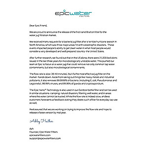 Epic Water Filters REPLACEMENT FILTER for Epic Nano Water Filter Pitcher or Dispenser. Nanofiltration Removes Bacteria, Virus, Cyst, Lead, Chromium 6, PFOS, PFOA, Heavy Metals, Pesticides,