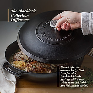 Lodge 4 Quart Cast Iron Blacklock Braiser with Lid, Triple Seasoned - 4 qt