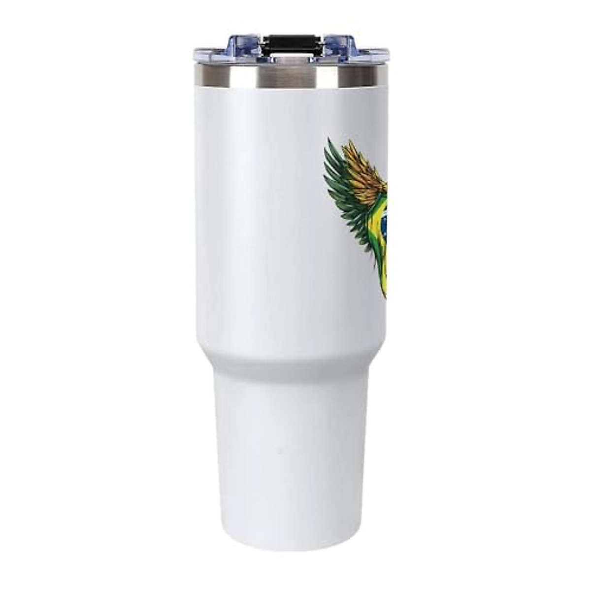 Brazil Soccer Flag Brazilian Football Insulated Tumbler with Lid And Straw Stainless Steel Travel Coffee Mug 40oz Deep Blue-style