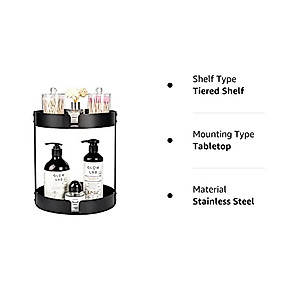2 Tier Bathroom Counter Organizer, Stainless Steel Sink Storage Shelf, Waterproof and Rustproof, Premium Countertop Rack with Non-Slip Mat for Perfume, Makeup, Coffee