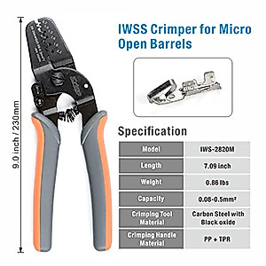 iCrimp Mini Micro Open Barrel Crimping Tools Works on AWG28-20 JAM, Molex, Tyco, JST Terminals and Connectors used for FPV, Drone Servo