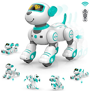 STEMTRON Programmable Remote Control Robot Cat Robot Dog for Kids, Interactive Robotic Dog Robotic Cat, Robo Dog Robo Cat, RC Robot with Touch Sensing, LED Eyes, Dance & Music