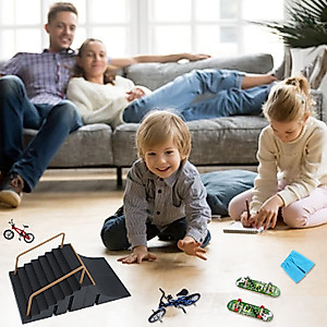 PLSOPPKG Skate Park Kit Ramp Parts for Finger Skateboard Skate Park Kit Part Training Props with Finger Skateboard Finger Bike Scooters and More…