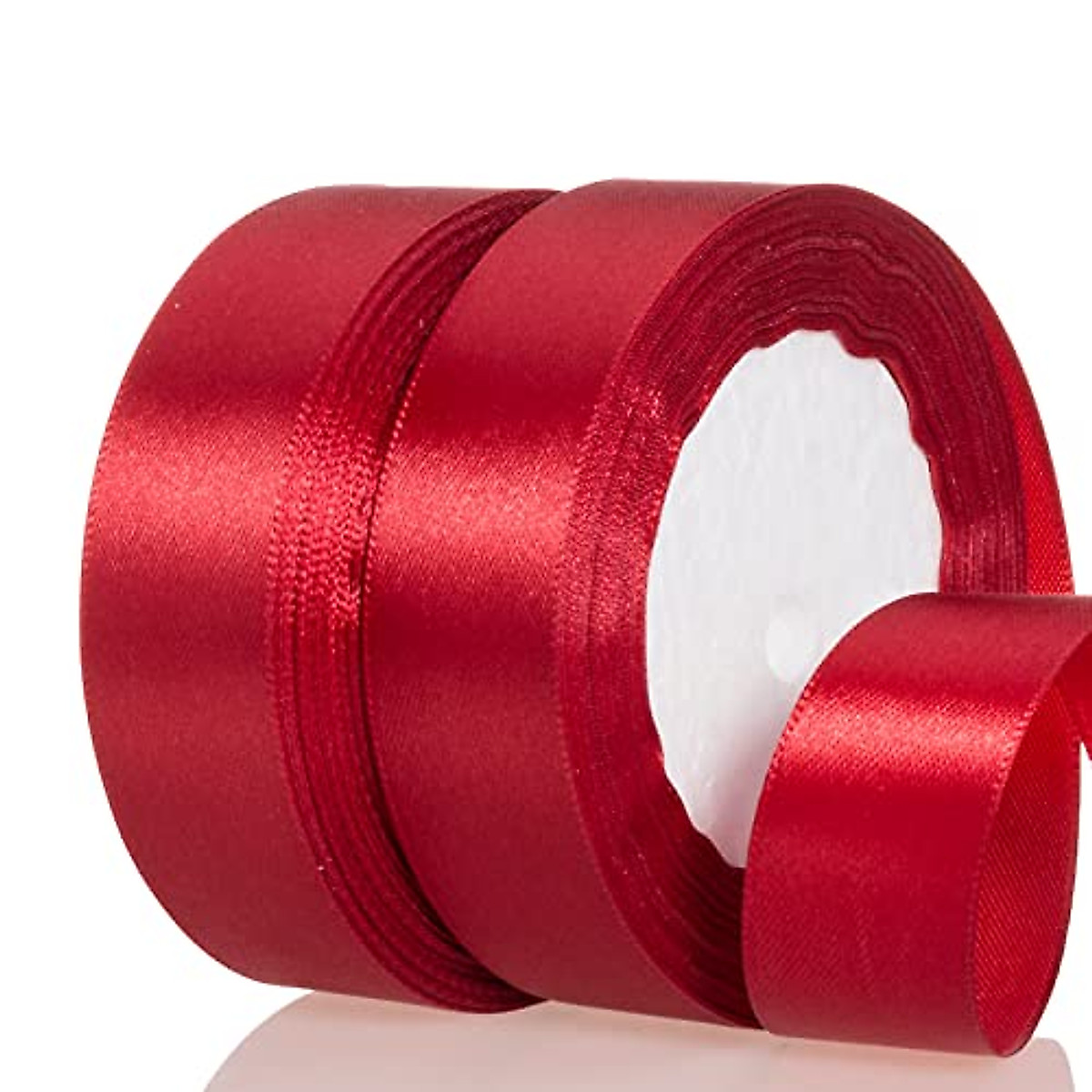 ATRBB 1 Inch Red Satin Ribbon, 50 Yards Solid Fabric Ribbon for Gift Wrapping, Bouquets, Wedding and Home Decor, 25 Yards/roll x 2 Rolls