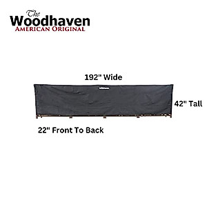 Woodhaven 16 Foot Waterproof Full Cover - Covers 1 Cord Outdoor Firewood Rack - Reinforced Vinyl With Velcro Straps - Keeps Logs Dry (Black)