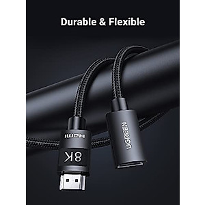 UGREEN HDMI Extender 8K HDMI Extension Cable 2.1 Ultra High Speed Cord 4K HDMI Male to Female Adapter Compatible with MacBook Pro 2021/PS5/Xbox Series X/Roku TV/UHD TV/Blu-ray, 1.5FT