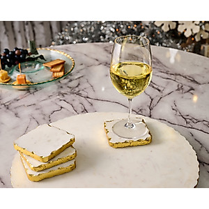 Mud Pie 41140011 Marble Lazy Susan White, 16" dia