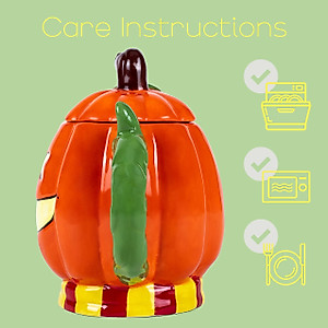 100 North ESNCHMG-PN Halloween Orange Pumpkin Jack O'Lantern Character 16 ounce Glossy Ceramic Coffee Tea Cup Mug For Your Favorite Morning Brew