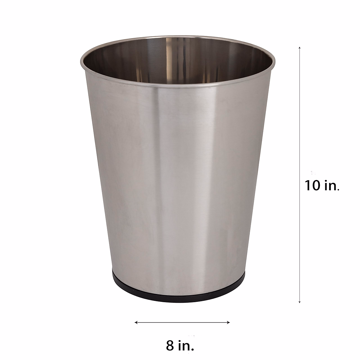 5 Liter Small Wastebasket | 11 Inches Height | Round Open Top | Trash Can | Bathroom | Bedroom | Kitchen | Dorm | Office | Disposal Waste Bin | Garbage Container | Stainless Steel