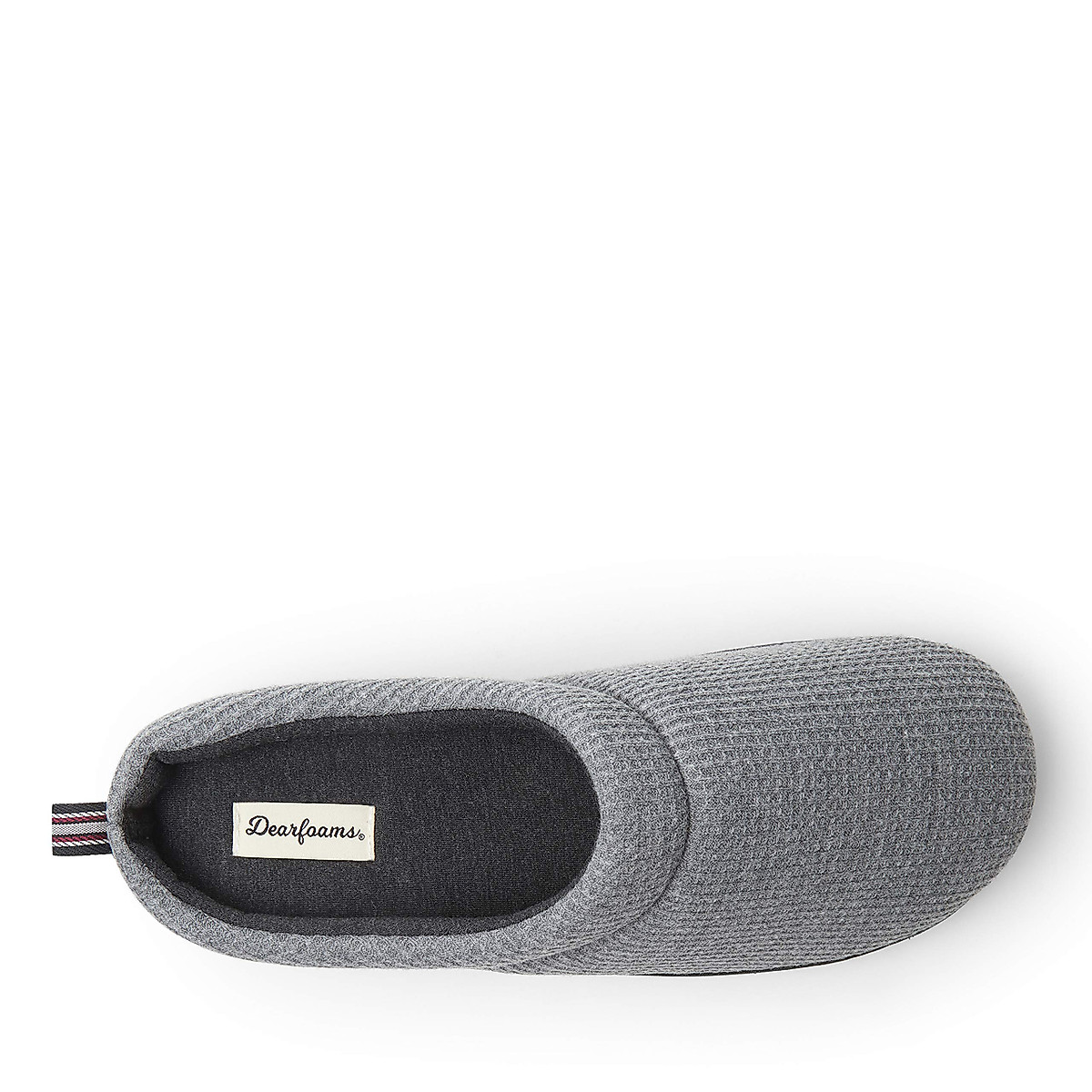 Dearfoams Men's Nathan Waffle Knit Clog Slipper, Dark Heather Grey, Large