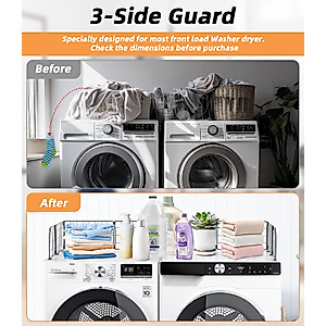 Magnetic Laundry Guard, 49.5'' Wide Metal Laundry Guards for Washer and Dryer with Silicone Gap Cover, Washer Dryer Countertop Organization, Laundry Topper For Most Front-Load and Flat-top Machine